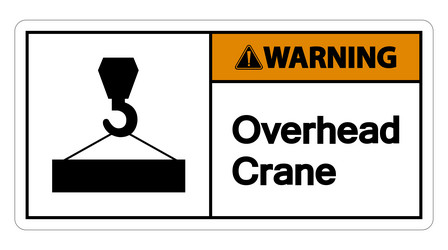 Warning overhead crane symbol sign on white Vector Image