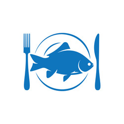 Fish on plate neon sign plate with fork and knife Vector Image