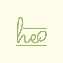Letter he line art leaf plant feminine botanical Vector Image