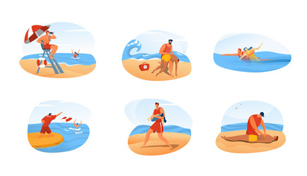 Emergency rescue team help people cartoon Vector Image