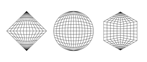 Wireframe shapes sphere ellipse globe grid Vector Image