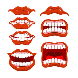 Lips set of emotions shouts and joy shouting Vector Image