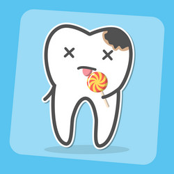 Scared tooth surrounded by junk food cartoon Vector Image