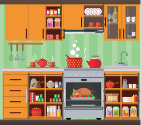 Stylized kitchen interior for animation and design