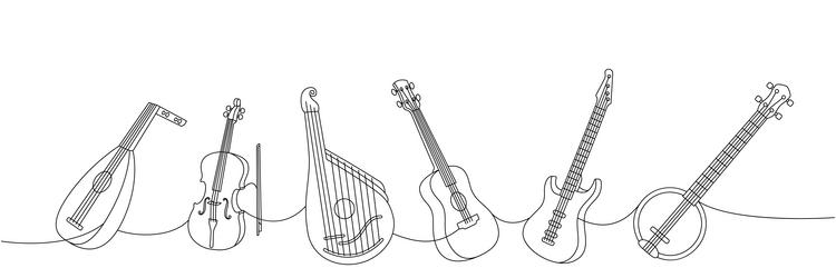 Set of string musical instruments lute violin Vector Image