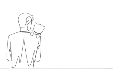 Single one line drawing of back view young Vector Image