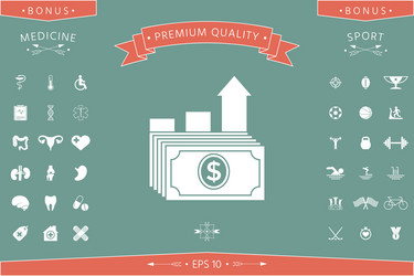 Dollar stack icon money growth concept Royalty Free Vector