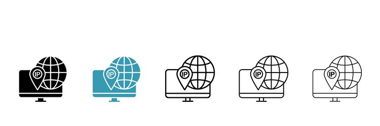 Ip icon set gps and map track symbol in a black Vector Image