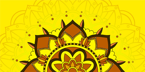 Background design with yellow mandala pattern Vector Image