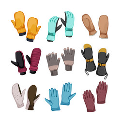 Snow mittens gloves winter cartoon Royalty Free Vector Image