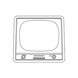 Retro tv outline icon on isolated white background