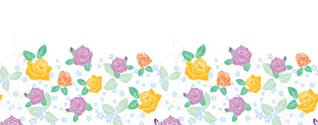 Pink rose morden flower leaf horizontal border Vector Image