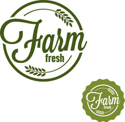 Farm fresh neon logo eco produce stamp Royalty Free Vector
