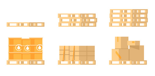 Warehouse interior set with pallet and box Vector Image