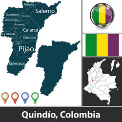 Quindio department map Royalty Free Vector Image