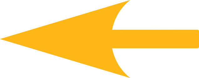 Sharp left arrow flat orange and yellow colors Vector Image