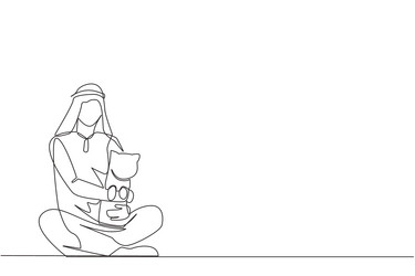 Single continuous line drawing of young energetic Vector Image