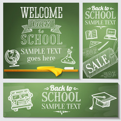 Welcome back to school messages on the chalkboard Vector Image