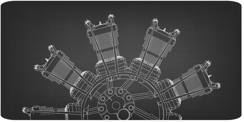 Radial engine blueprints Royalty Free Vector Image