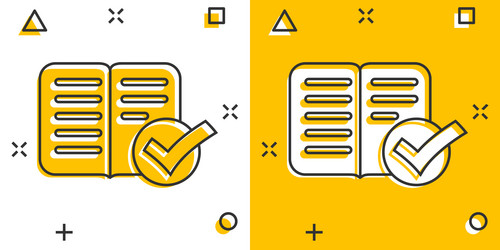 Book check mark icon in comic style bookmark Vector Image