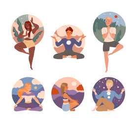Female with closed eyes and crossed legs sitting Vector Image