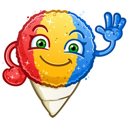 Rainbow snow cone cartoon smiling and pointing Vector Image