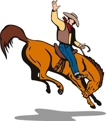Cartoon cowboy rider on the horse throwing lasso Vector Image