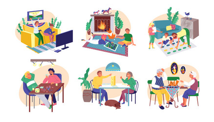 Cartoon character playing chess game Royalty Free Vector