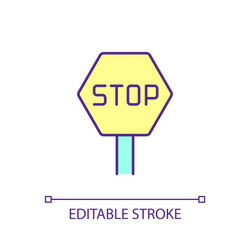 Stop road sign color icon Royalty Free Vector Image