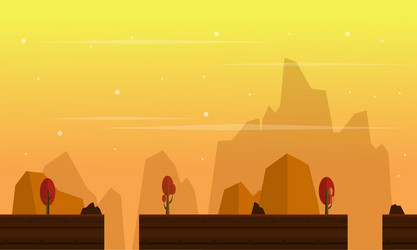 At sunset cliff scenery game background Royalty Free Vector