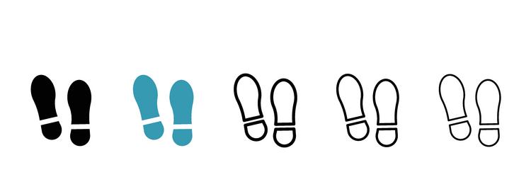 Imprint soles shoes icon set footprint step Vector Image