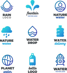 Fresh water logos and labels set with aqua Vector Image