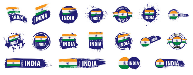 Made in india labels set republic Royalty Free Vector Image