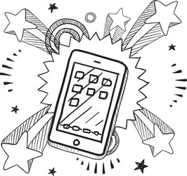 Doodle cell phone call Royalty Free Vector Image