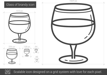 Glass of brandy line icon Royalty Free Vector Image