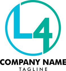 Initial letter l4 logo template design Royalty Free Vector