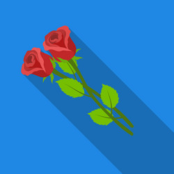 Two roses icon in outline style isolated on white Vector Image