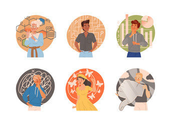 People characters with different types of thinking