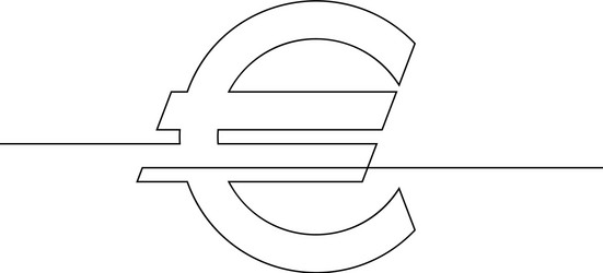 Continuous one line drawing euro sign inside Vector Image