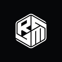 Rm letter logo monogram hexagon shape Royalty Free Vector