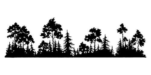 Forest Skyline Black and White Vector Images (over 230)