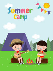 Kids summer camp background education banner Vector Image