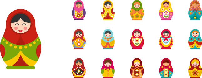Russian matryoshka icon set outline style Vector Image