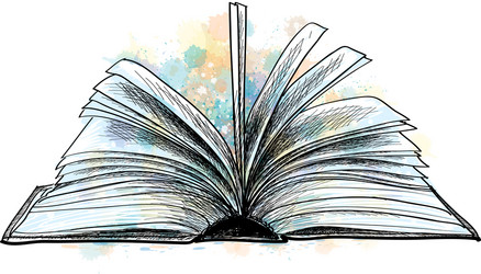 Open book from a splash watercolor hand drawn Vector Image