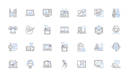 Organization sequence line icons collection order Vector Image