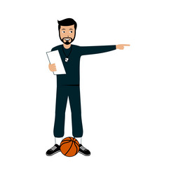 Basketball coach character design Royalty Free Vector Image
