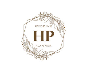 Hp initials letter wedding monogram logos Vector Image