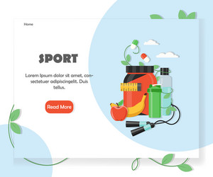Sport website landing page design template Vector Image