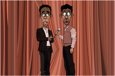 Cartoon two drunk men friends walking and singing Vector Image