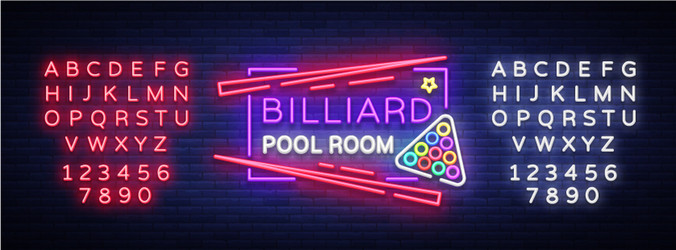 Billiard club neon sign pool room design Vector Image